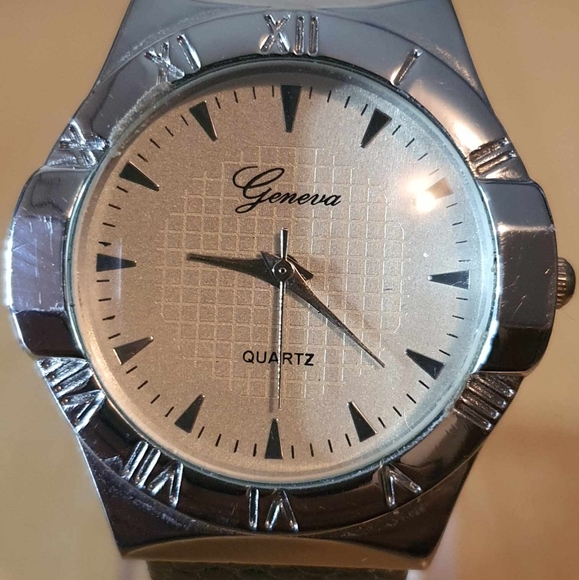Geneva | Accessories | 20 Geneva Silver Leather Womens Watch | Poshmark